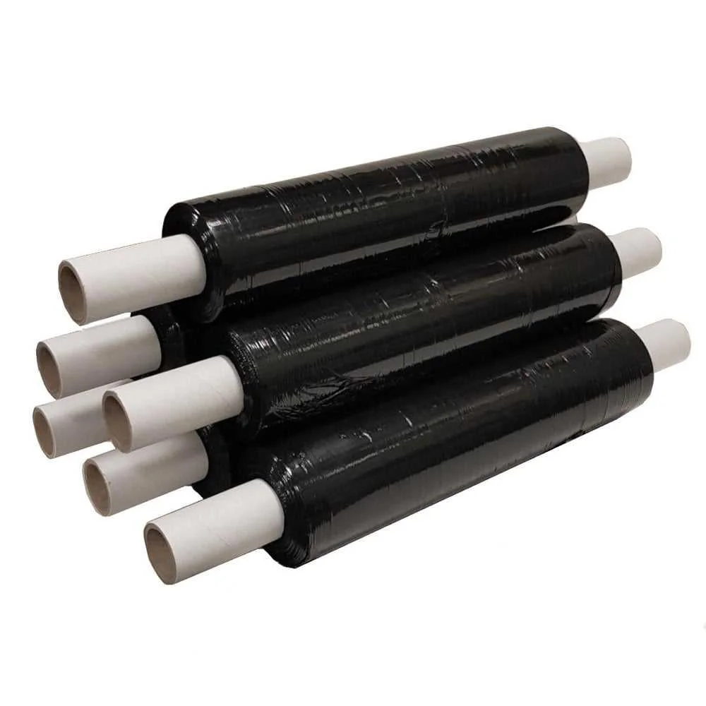 400mm x 300m - 17 Micron Extended Core Black - The Pallet Wrap Store